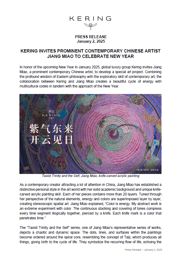 Kering invites prominent contemporary Chinese artist Jiang Miao to ...