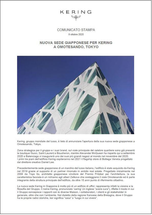 Nuova sede giapponese per Kering a Omotesando, Tokyo | Kering