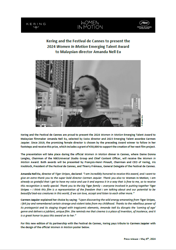 Kering and the Festival de Cannes to present the 2024 Women In Motion ...